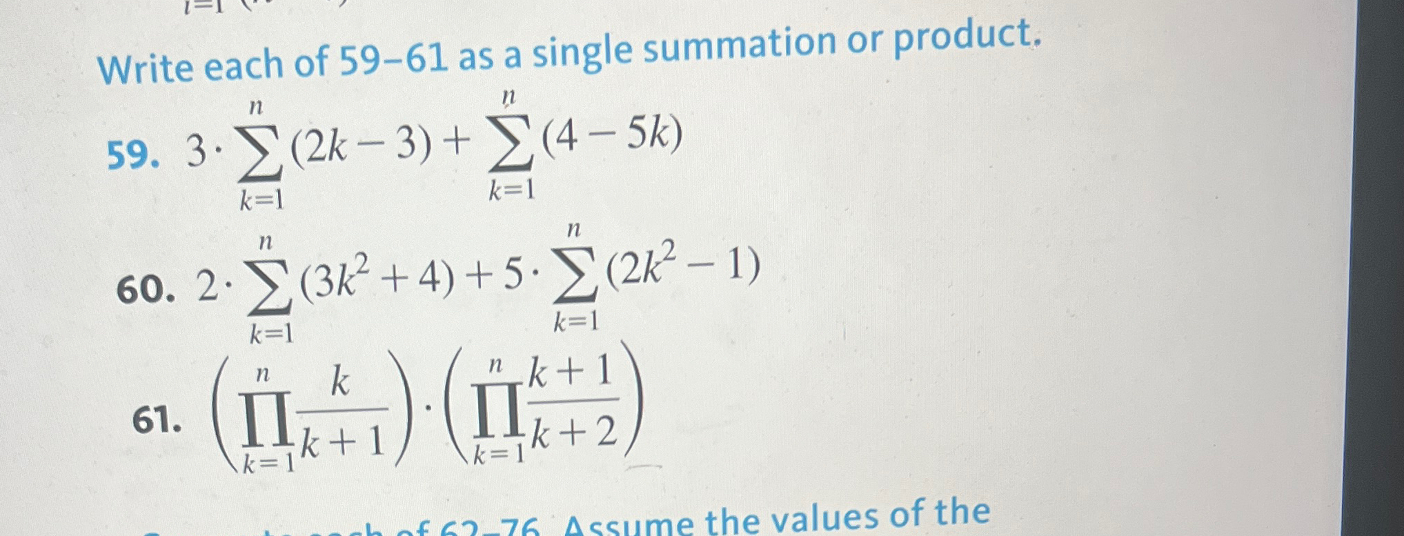 Solved Write each of 59-61 ﻿as a single summation or | Chegg.com