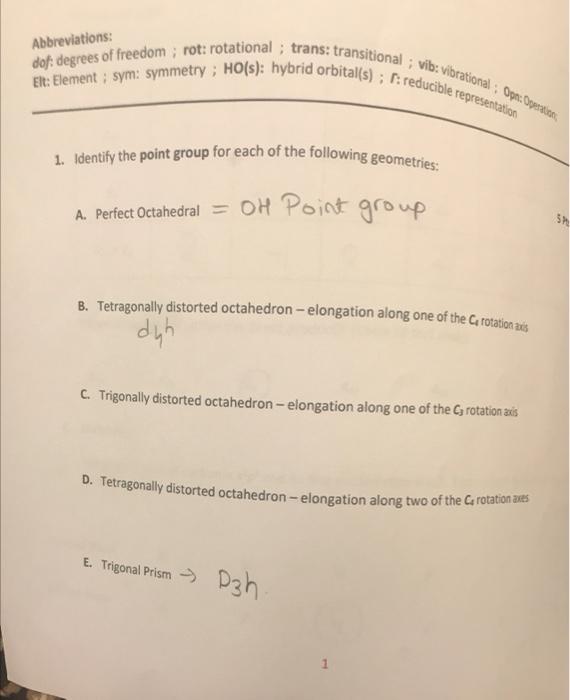 Solved Elt: Element ; sym: symmetry ; HO(s) : hybrid | Chegg.com