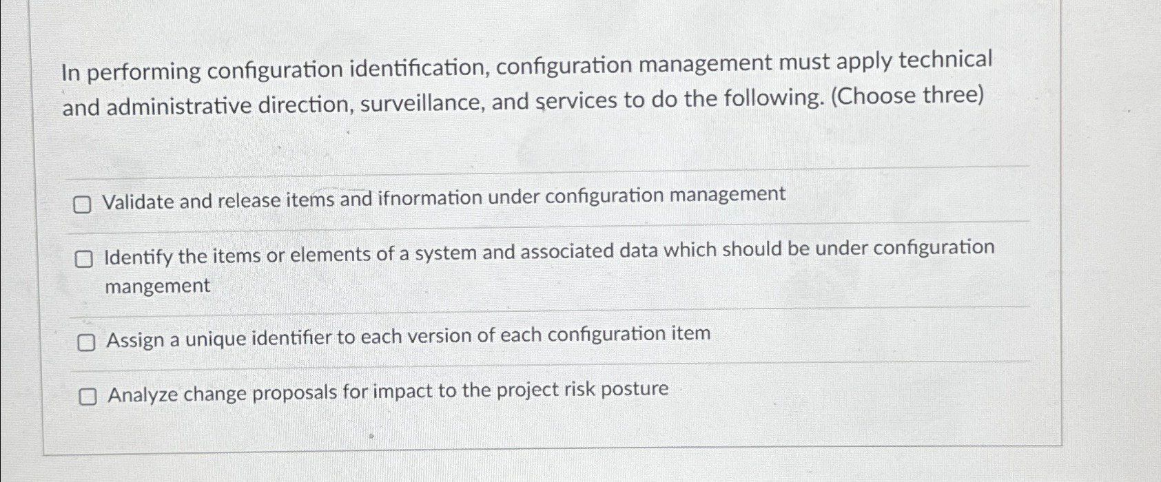 Solved In performing configuration identification, | Chegg.com
