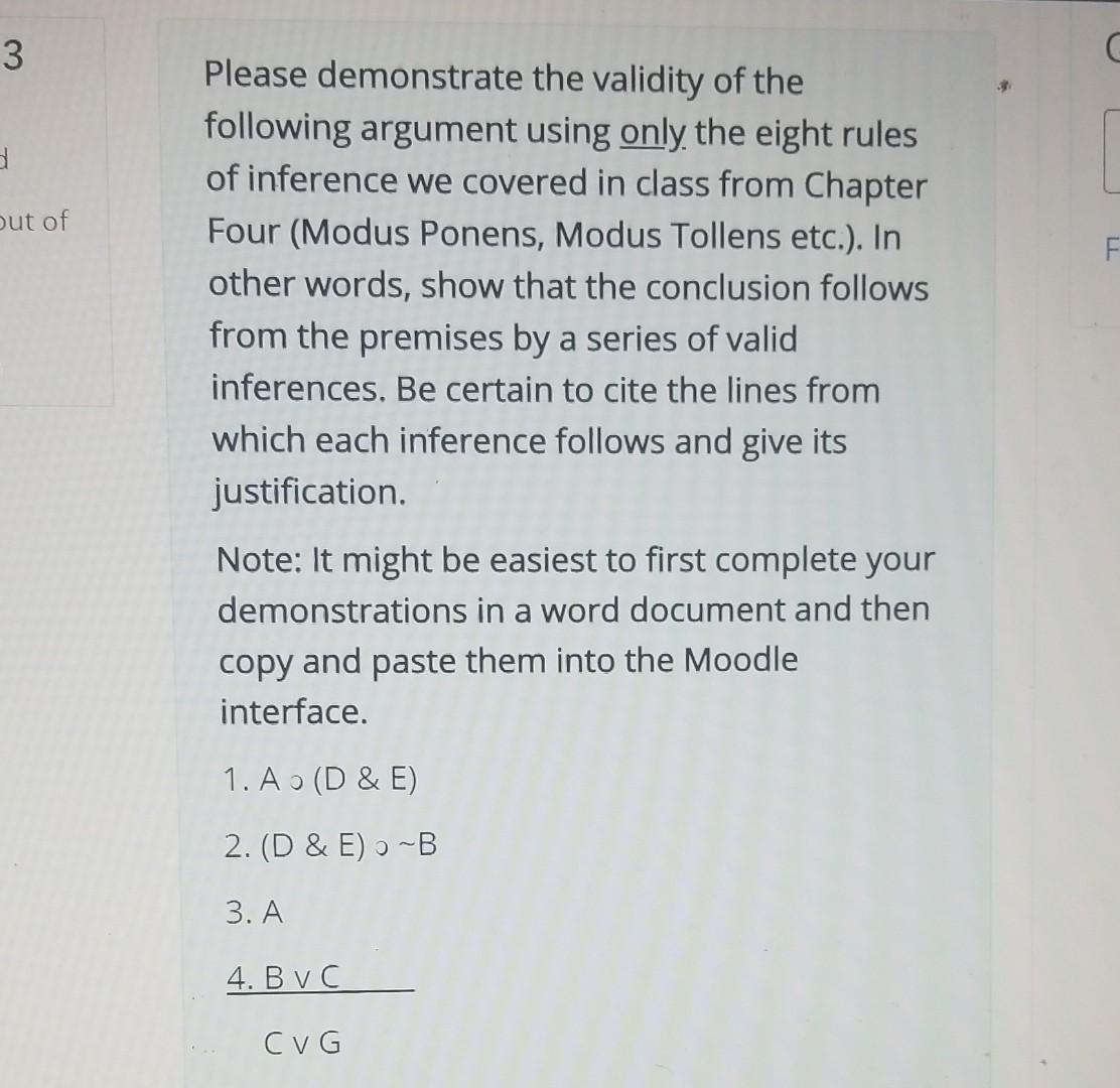 Solved 3 C out of Please demonstrate the validity of the | Chegg.com