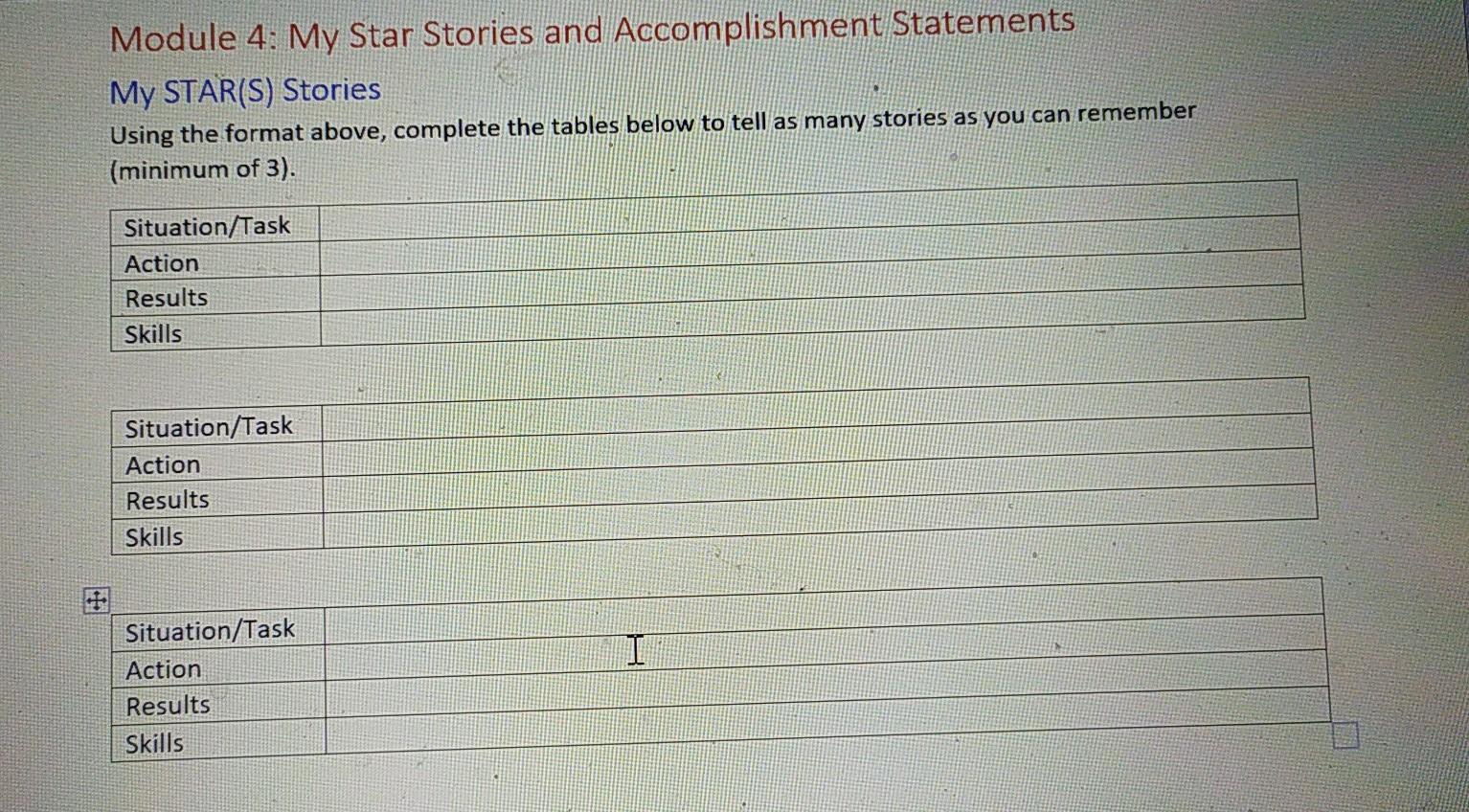 Solved Module 4: My Star Stories and Accomplishment | Chegg.com