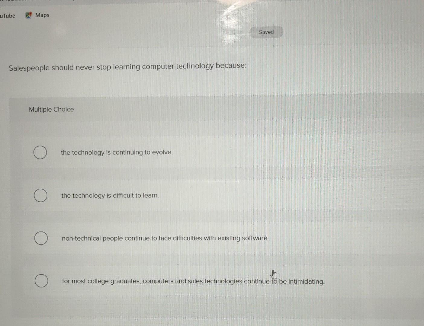 Solved Salespeople should never stop learning computer | Chegg.com