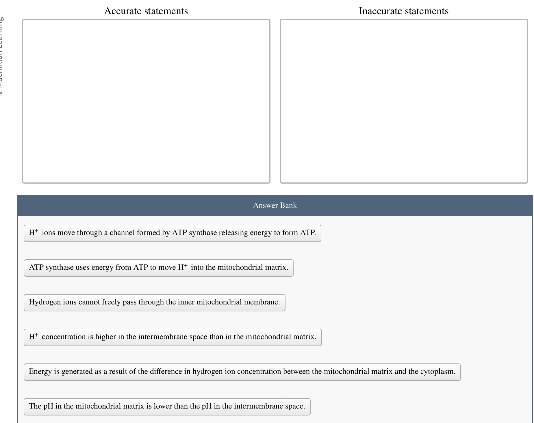 Solved Answer BankH+ions move through a channel formed by | Chegg.com