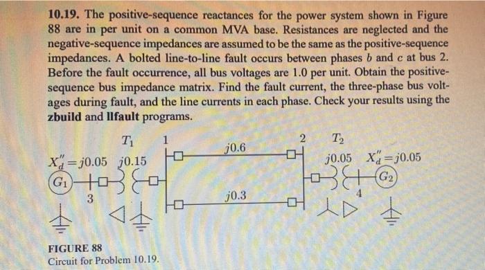 Solved 10.19. The positive-sequence reactances for the power | Chegg.com