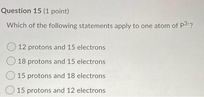 Solved Question 15 (1 point) Which of the following | Chegg.com