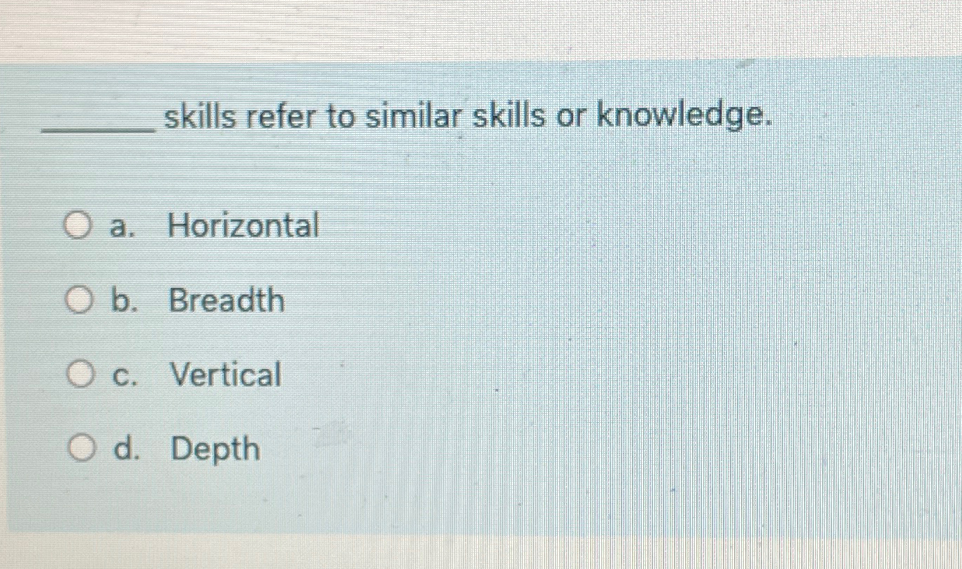 Solved skills refer to similar skills or knowledge.a. | Chegg.com