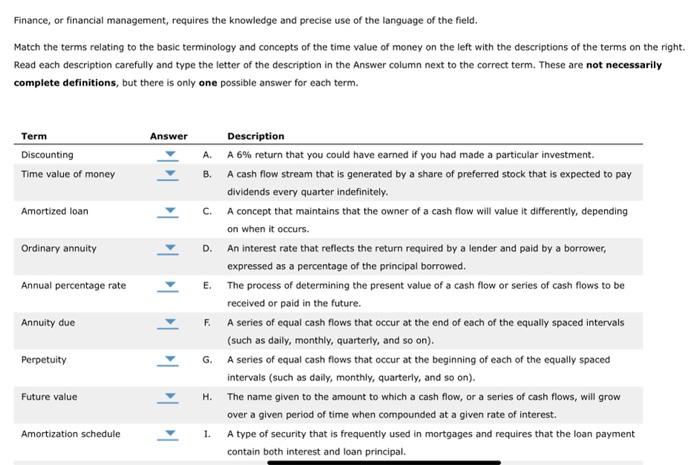 Solved Finance, or financial management, requires the | Chegg.com