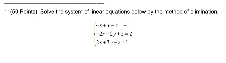 (50 ﻿Points) ﻿Solve the system of linear equations | Chegg.com