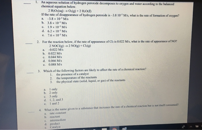 Balanced Chemical Equation For Decomposition Of Hydrogen Peroxide Into ...