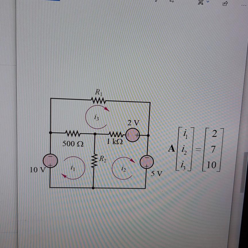 Solved with R1=2 kiloohms and R2=5.4 kiloohms. KVL at mesh 3 | Chegg.com