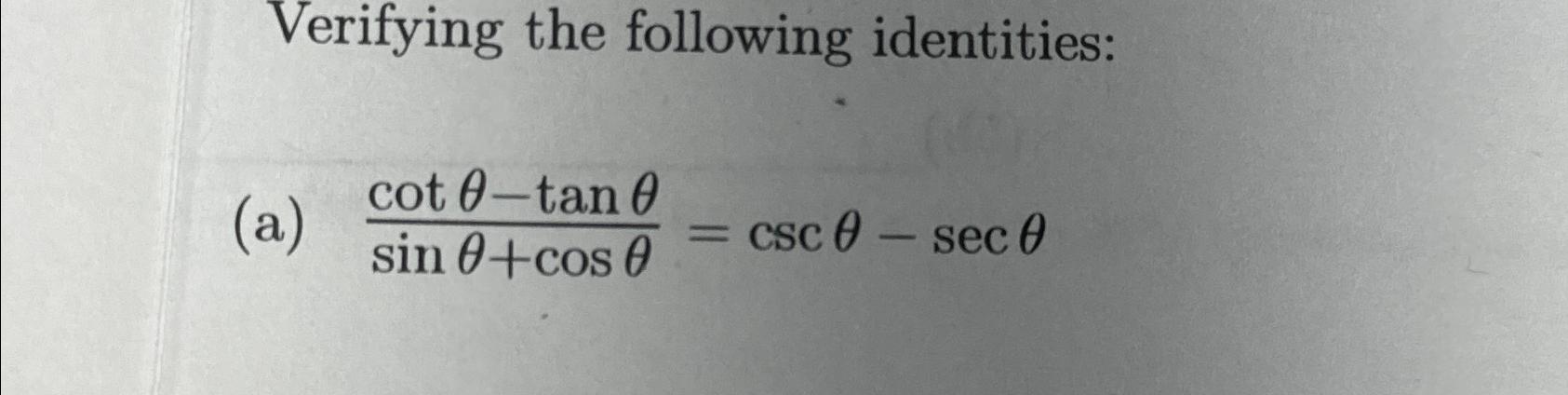 Solved Verifying the following | Chegg.com