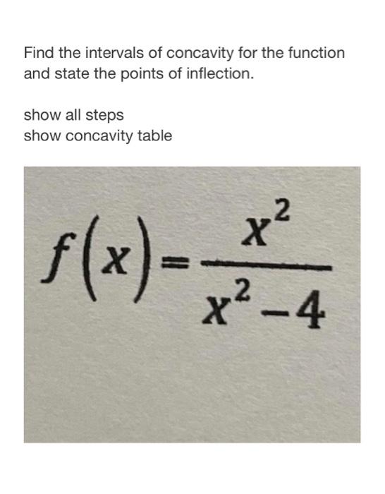 Solved Find the intervals of concavity for the function and | Chegg.com