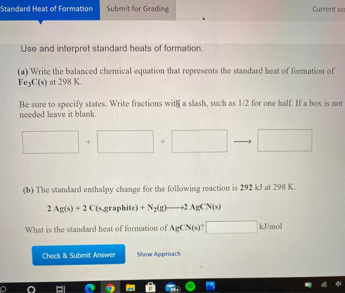 Solved Standard Heat of Formation Submit for Grading Current | Chegg.com