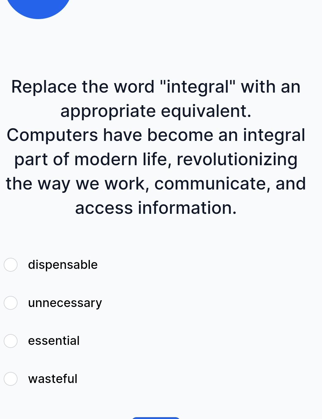 Solved Replace the word "integral" with an appropriate | Chegg.com
