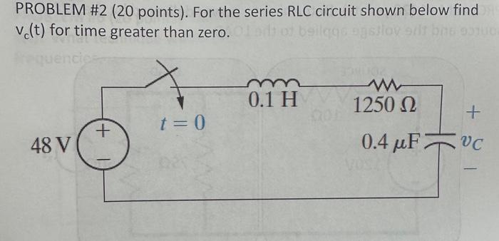 Solved PROBLEM \#2 (20 points). For the series RLC circuit | Chegg.com