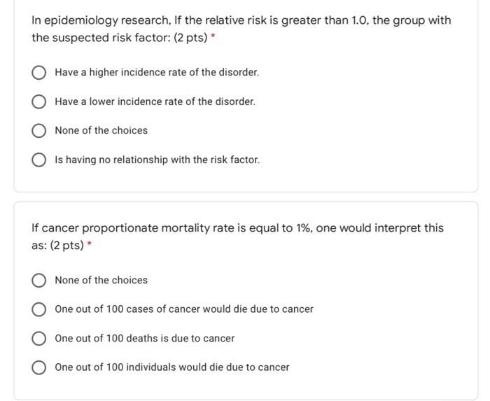 Solved In epidemiology research, If the relative risk is | Chegg.com
