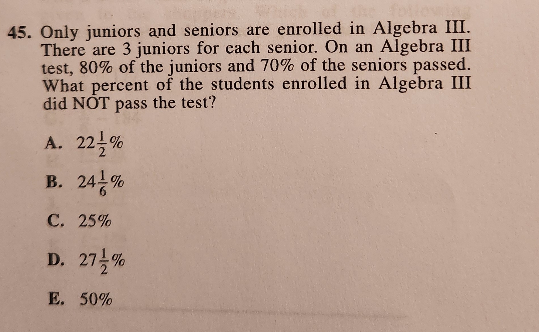 Solved Only juniors and seniors are enrolled in Algebra III. | Chegg.com