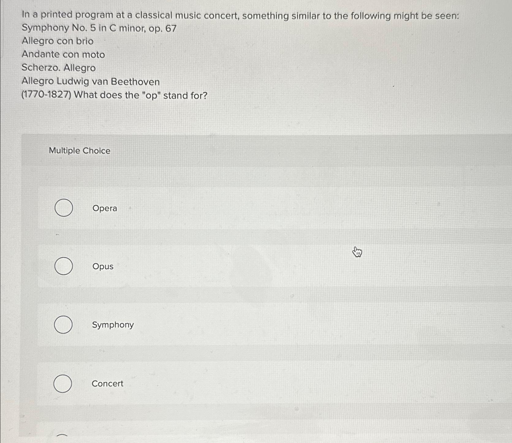 Solved In a printed program at a classical music concert, | Chegg.com
