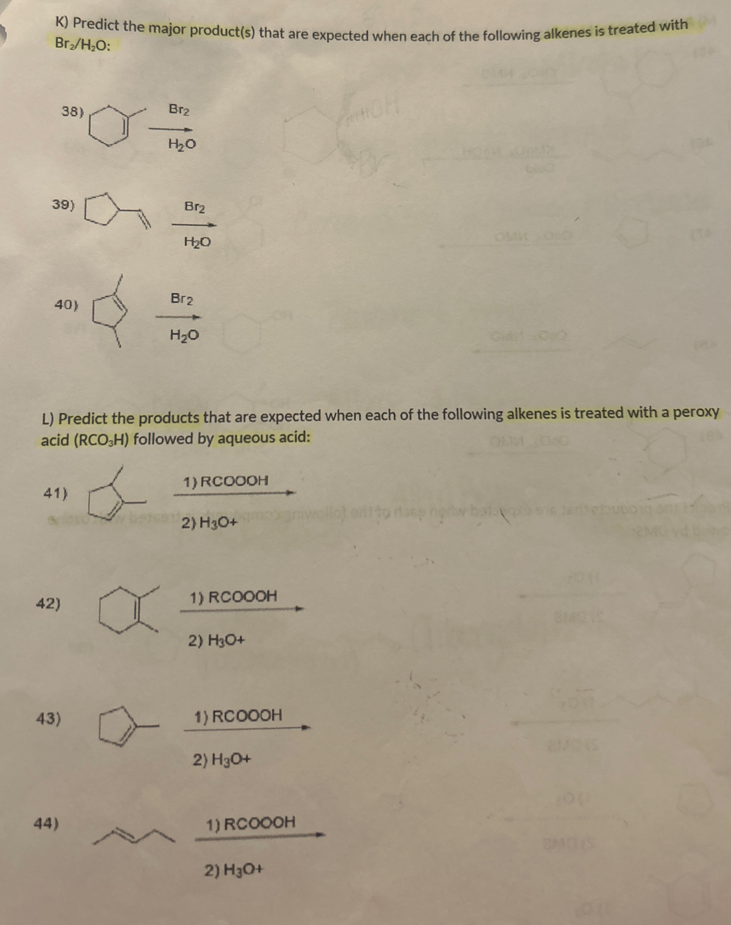 Solved K) ﻿Predict the major product(s) ﻿that are expected | Chegg.com