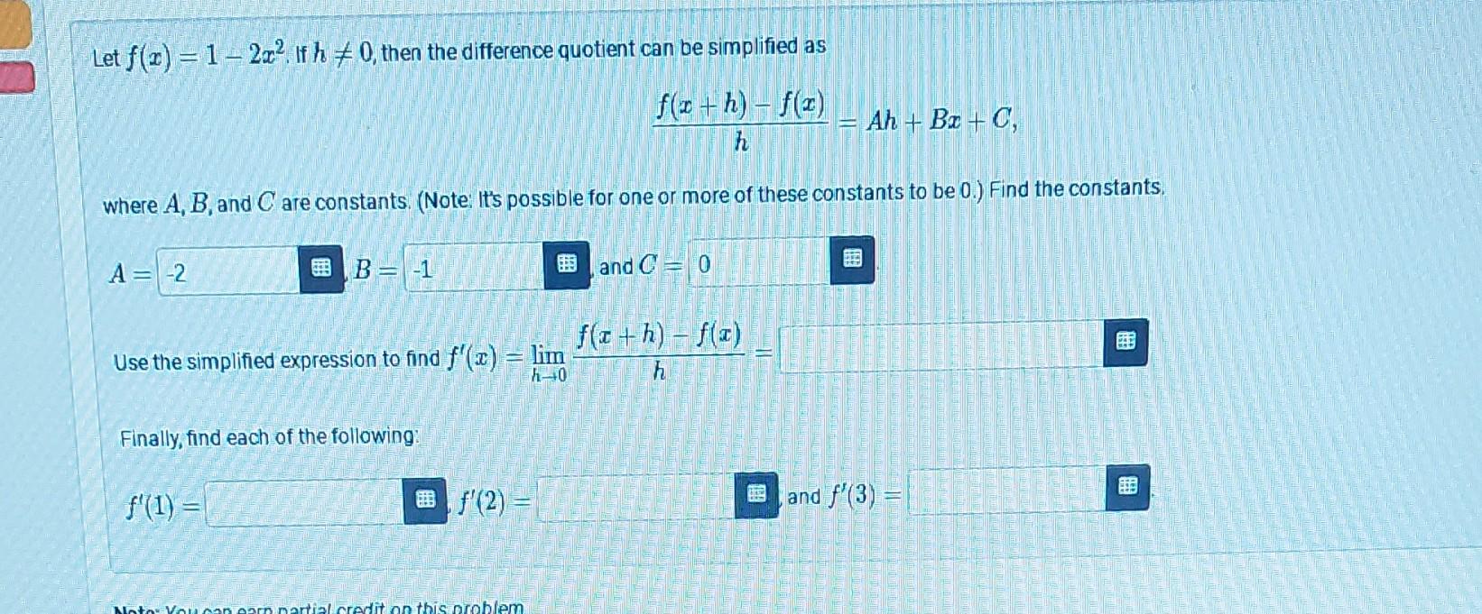 Solved Let F X 1−2x2 If H 0 Then The Difference Quotient