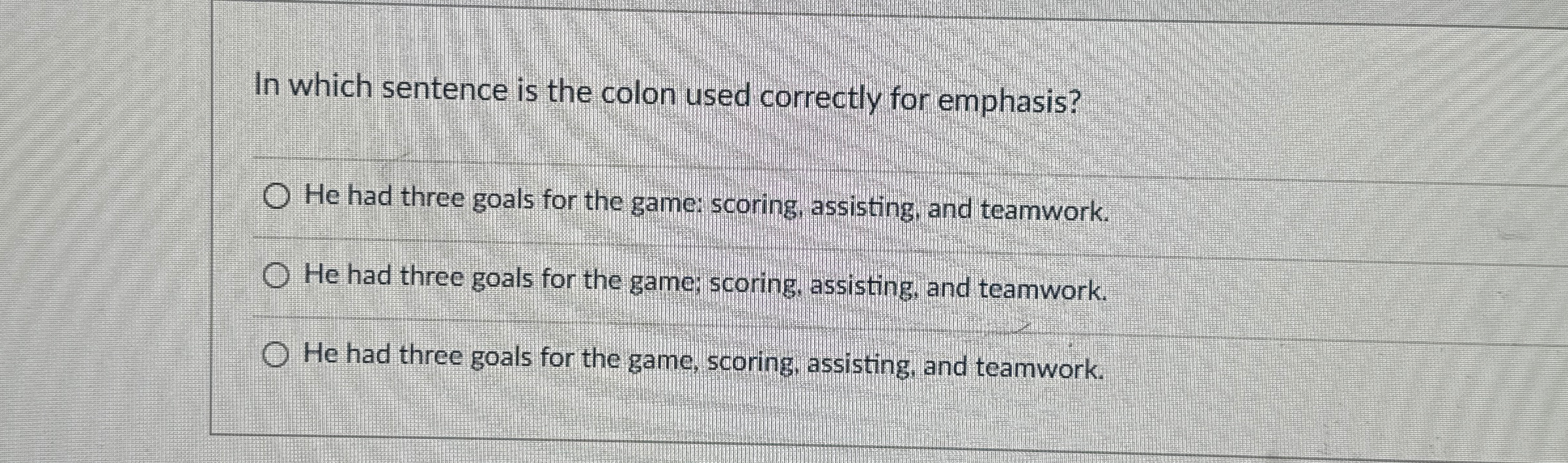 Solved In which sentence is the colon used correctly for | Chegg.com