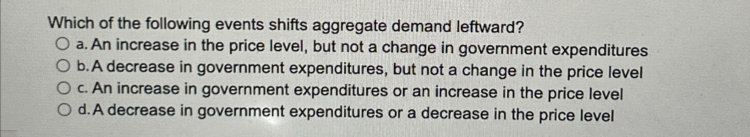 Solved Which of the following events shifts aggregate demand | Chegg.com