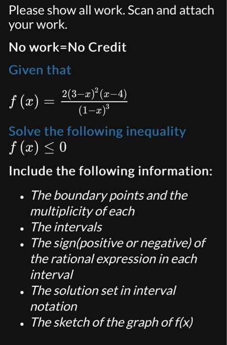 Solved Please show all work. Scan and attach your work. No | Chegg.com