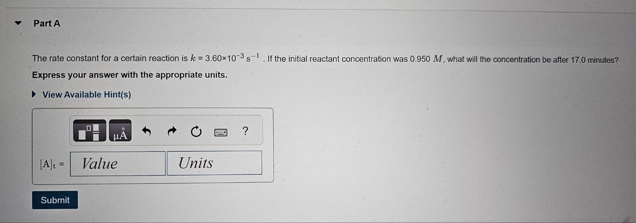 Solved Part BA zero-order reaction has a constant rate of | Chegg.com