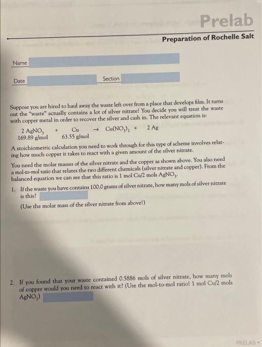 Solved 5. Theoretical yield of Rochelle salt from potastum | Chegg.com