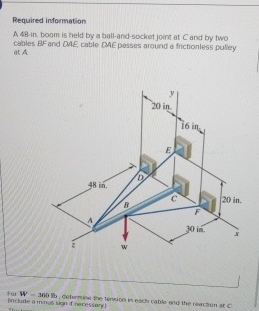 Solved by an EXPERT Required informationA 48 -in. ﻿hoom is held by a ...
