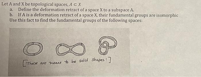 Solved Let A and X be topological spaces, A⊂X a. Define the | Chegg.com