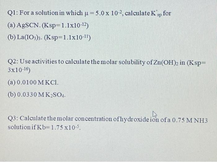 Solved Q1: For a solution in which u = 5.0 x 10-2 calculate | Chegg.com