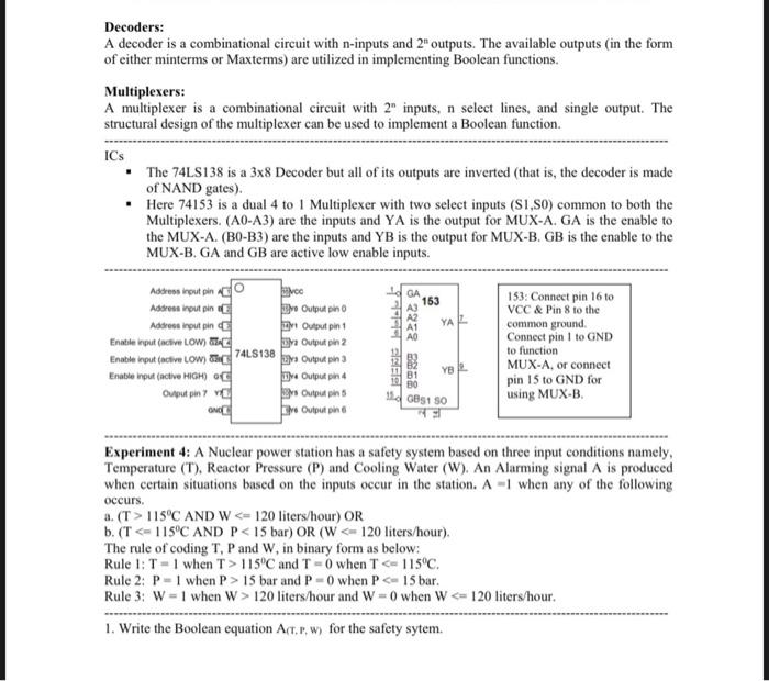 Solved Decoders: A decoder is a combinational circuit with | Chegg.com
