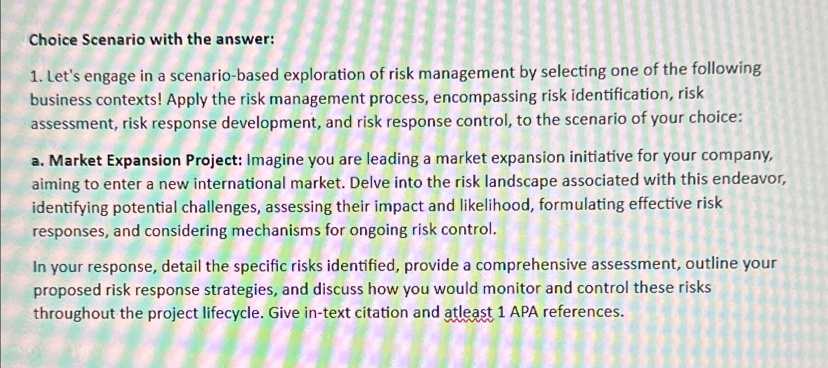 Solved Choice Scenario with the answer:Let's engage in a | Chegg.com