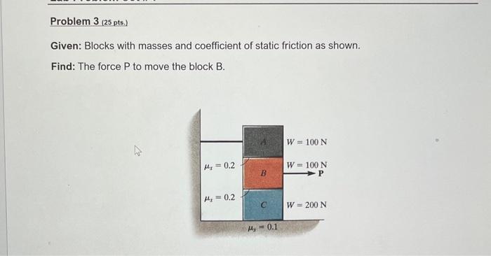 Solved Given: Blocks with masses and coefficient of static | Chegg.com