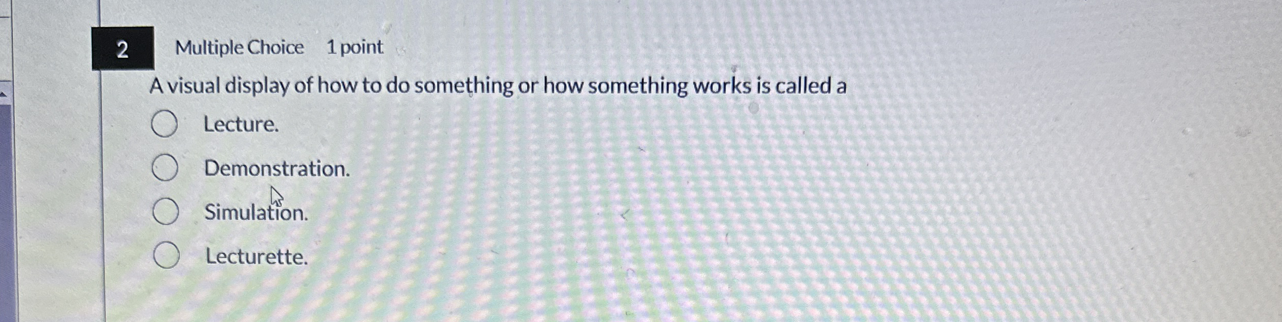 Solved 2Multiple Choice 1 ﻿pointA visual display of how to | Chegg.com