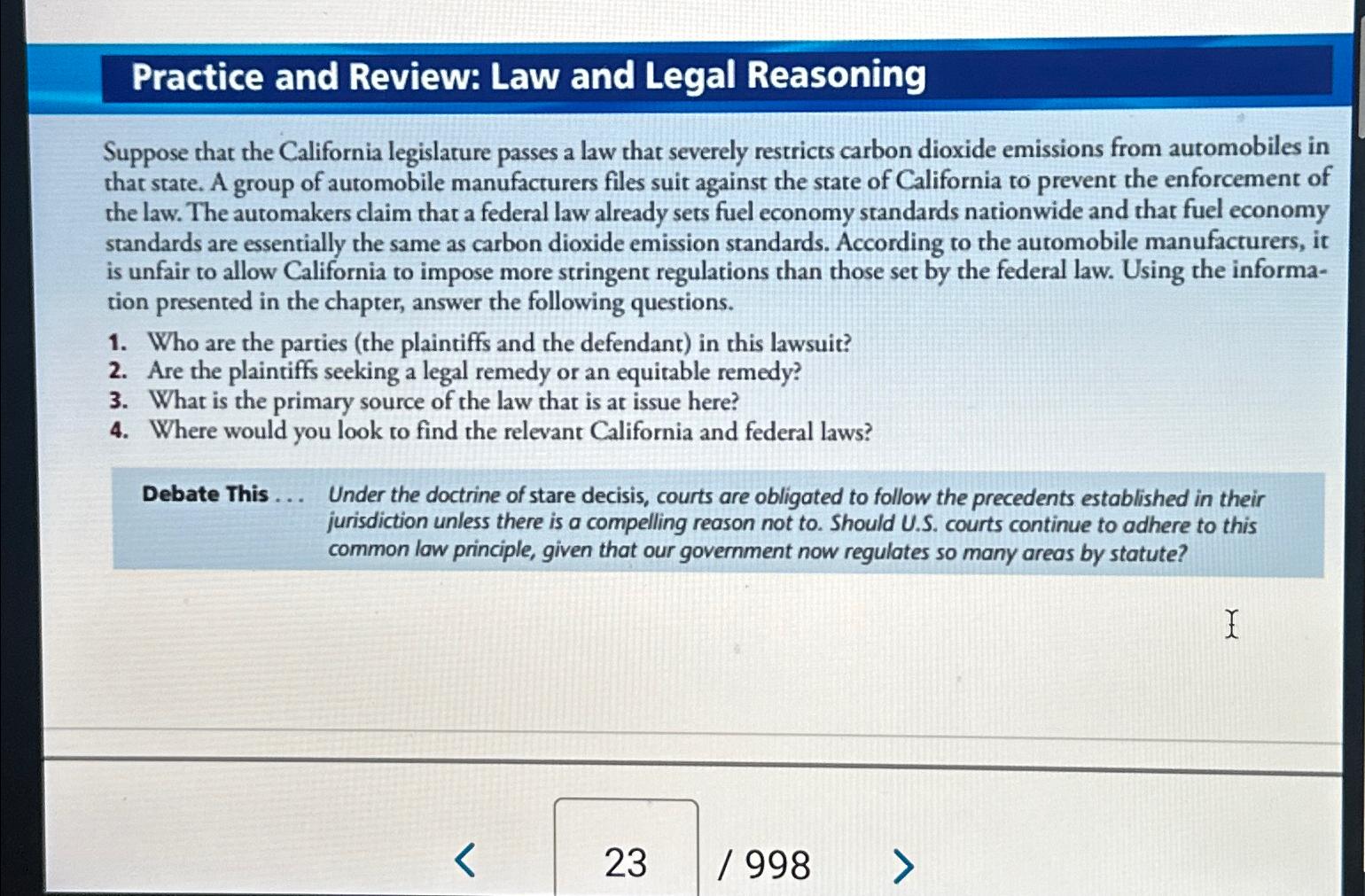 Solved Practice and Review: Law and Legal ReasoningSuppose | Chegg.com