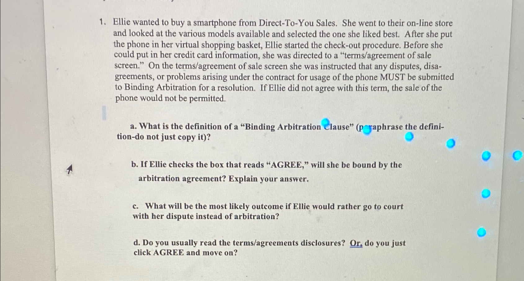 Solved Ellie wanted to buy a smartphone from Direct-To-You | Chegg.com