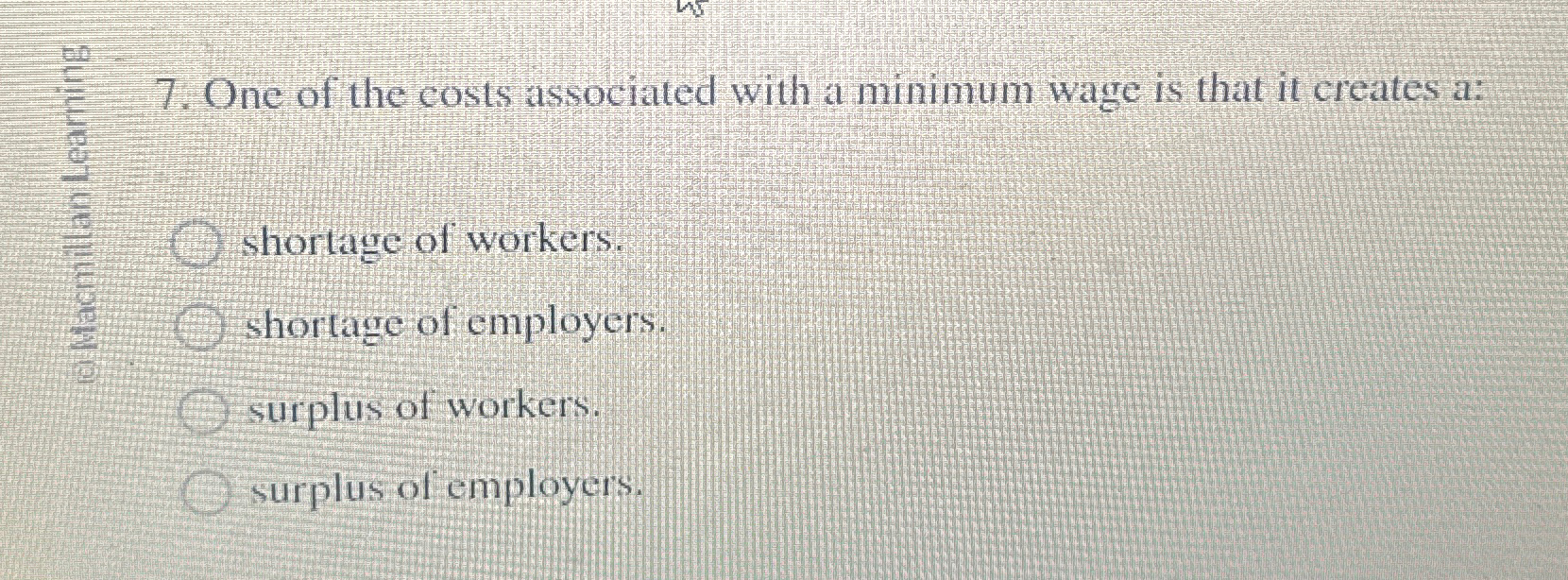 Solved 60c 7. ﻿One of the costs associated with a minimum | Chegg.com