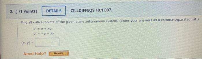 Solved 3. [-/1 Points) DETAILS ZILLDIFFEQ9 10.1.007. Find | Chegg.com Solved 3. [-/1 Points) DETAILS ZILLDIFFEQ9 10.1.007. Find | Chegg.com