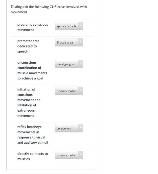 Solved Distinguish the following CNS areas involved with | Chegg.com