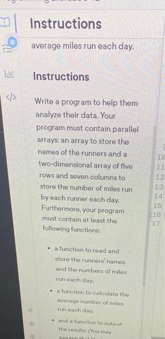 Solved Instructions Write a program to help them analyze | Chegg.com