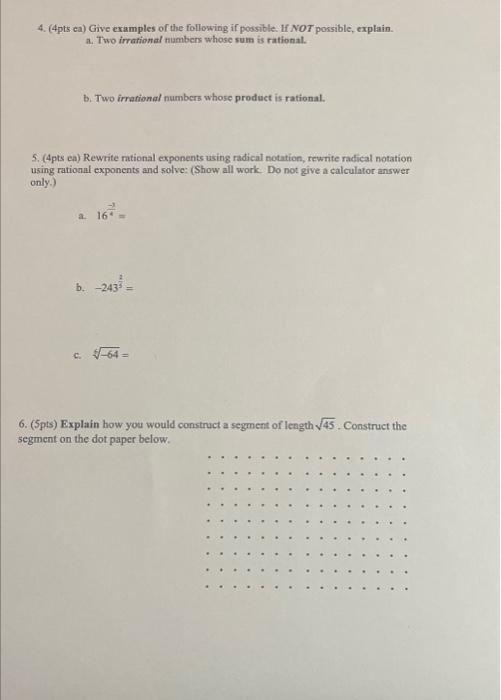 Solved 4. (4pts ea) Give examples of the following if | Chegg.com