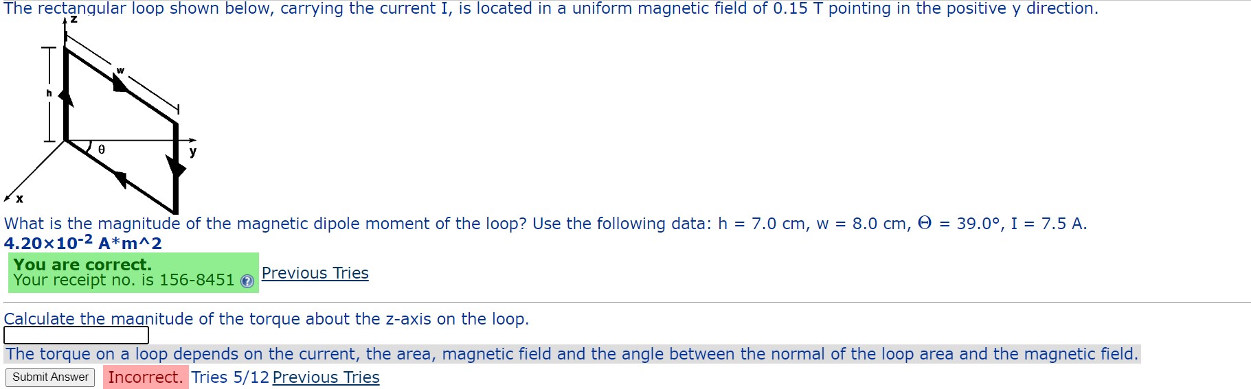 Solved The rectangular loop shown below, carrying the | Chegg.com
