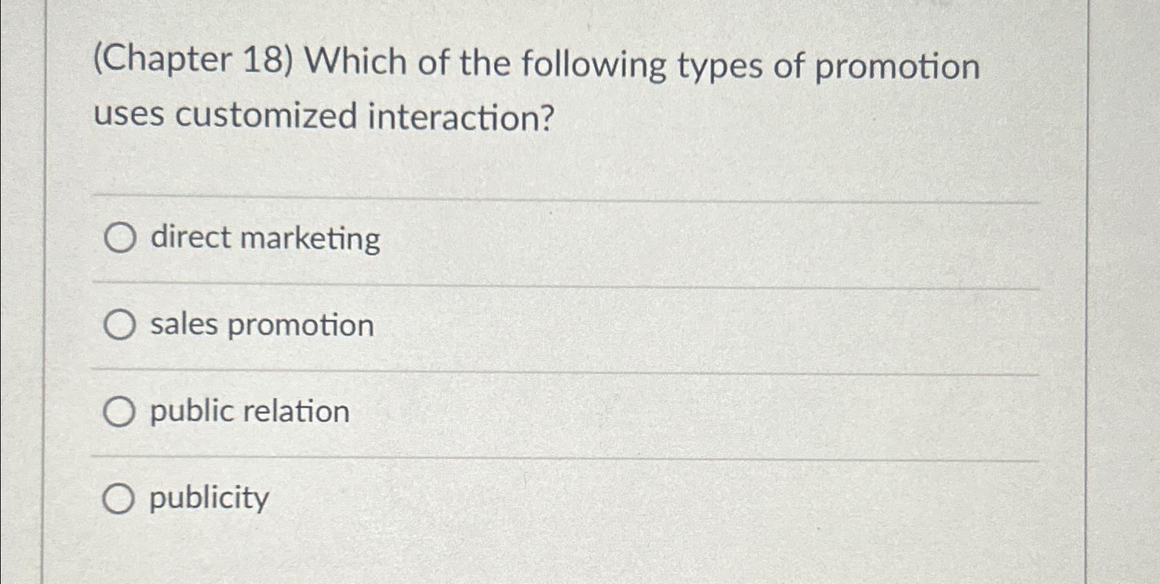 Solved (Chapter 18) ﻿Which of the following types of | Chegg.com