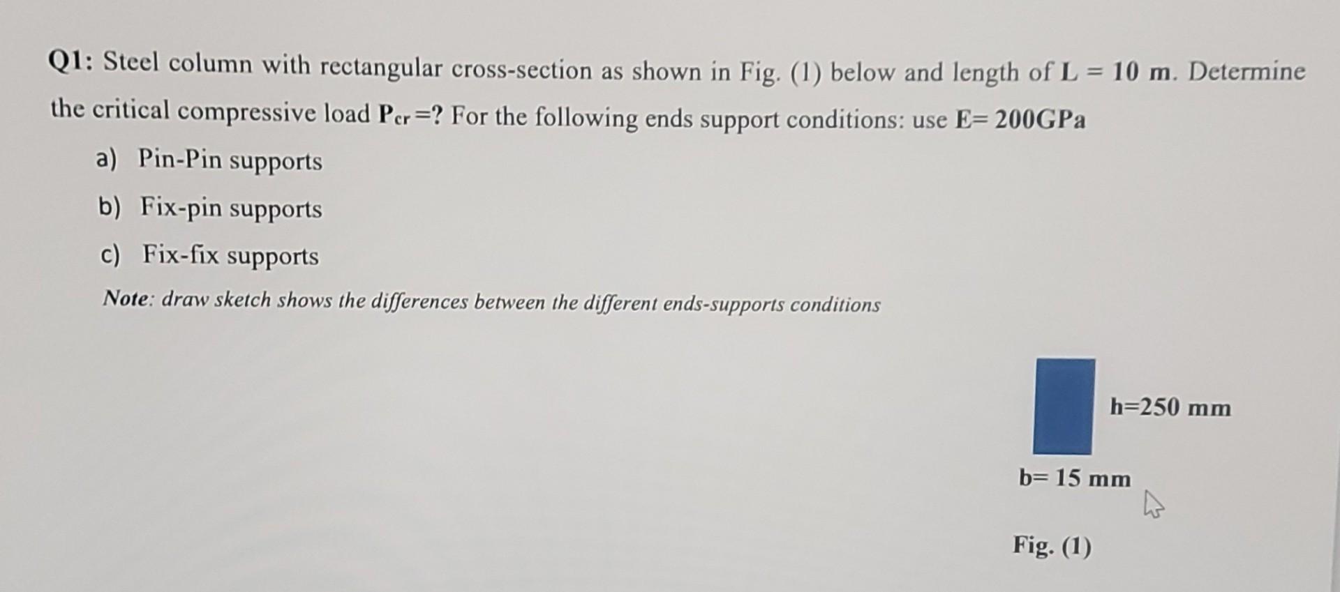 Solved Q1: Steel column with rectangular cross-section as | Chegg.com