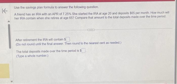 Solved Use the savings plan formula to answer the following | Chegg.com