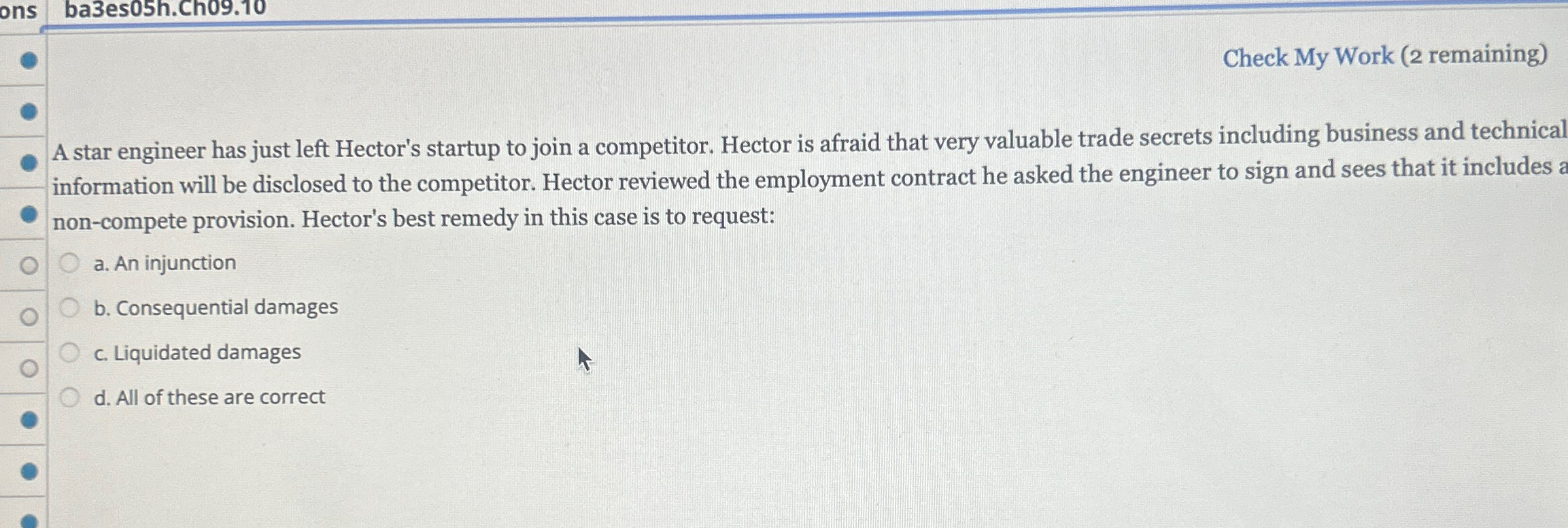 Solved Check My Work (2 ﻿remaining)A star engineer has just | Chegg.com