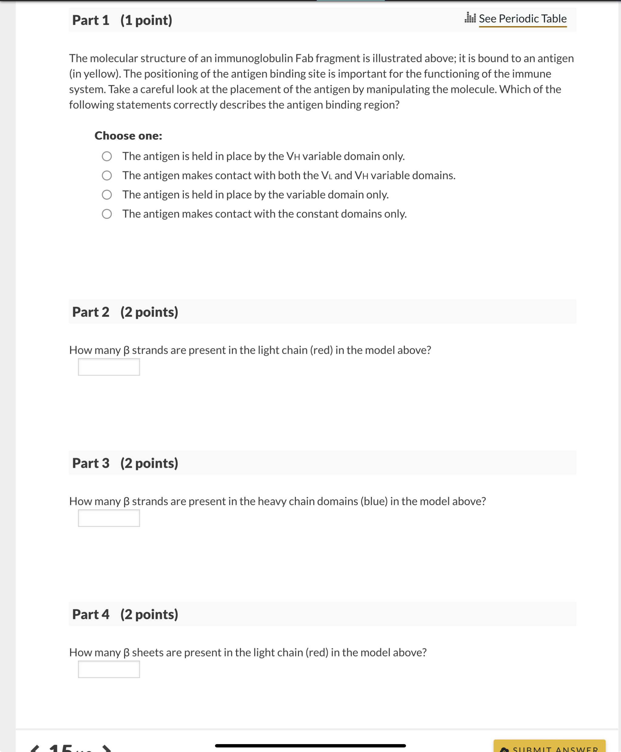 Solved The molecular structure of an immunoglobulin Fab | Chegg.com