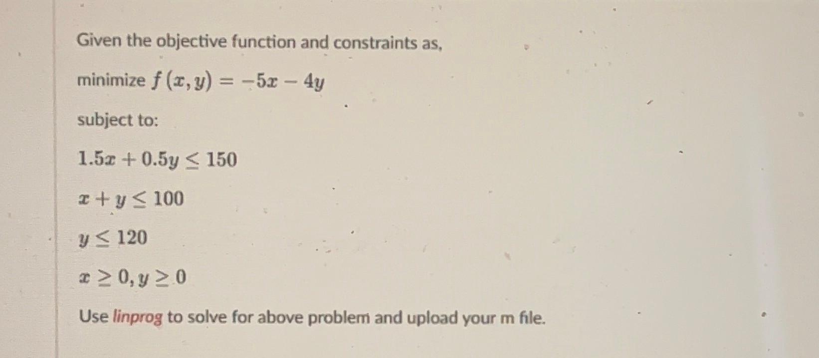 Solved Given the objective function and constraints as, | Chegg.com